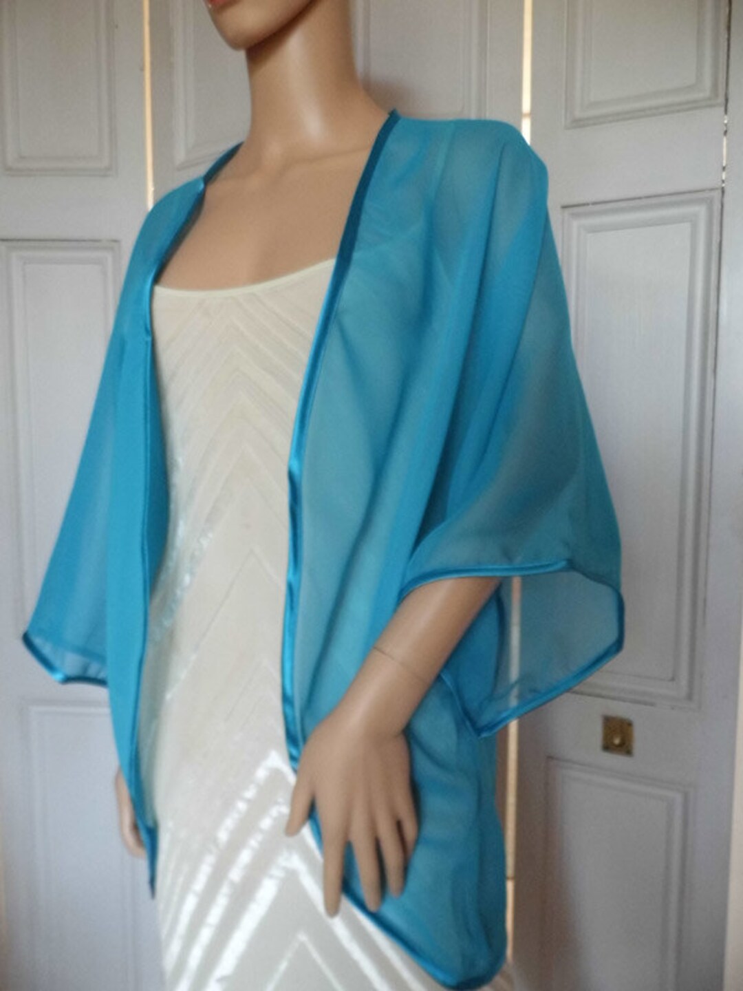 Electric Blue/bright Turquoise Chiffon Kimono/jacket/wrap/cover-up ...