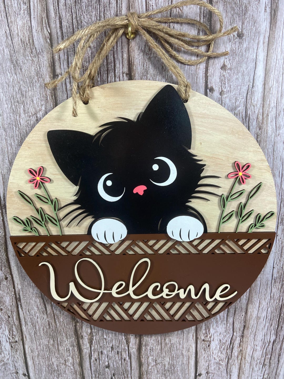 Cat Welcome Sign-diy - Etsy