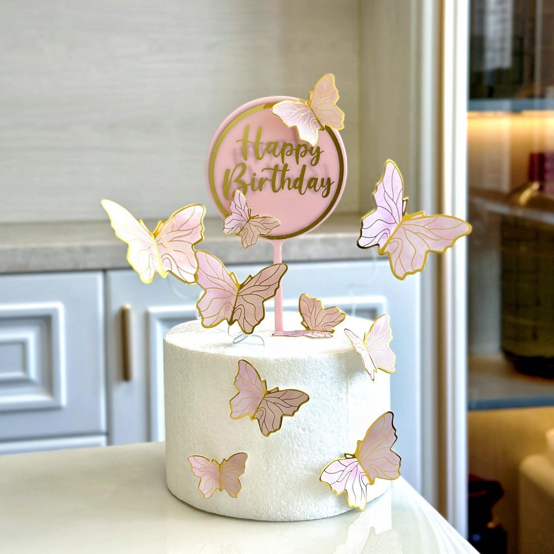 3D Butterfly Cake Topper Set – Pastel Birthday Cake Decoration - Etsy ...