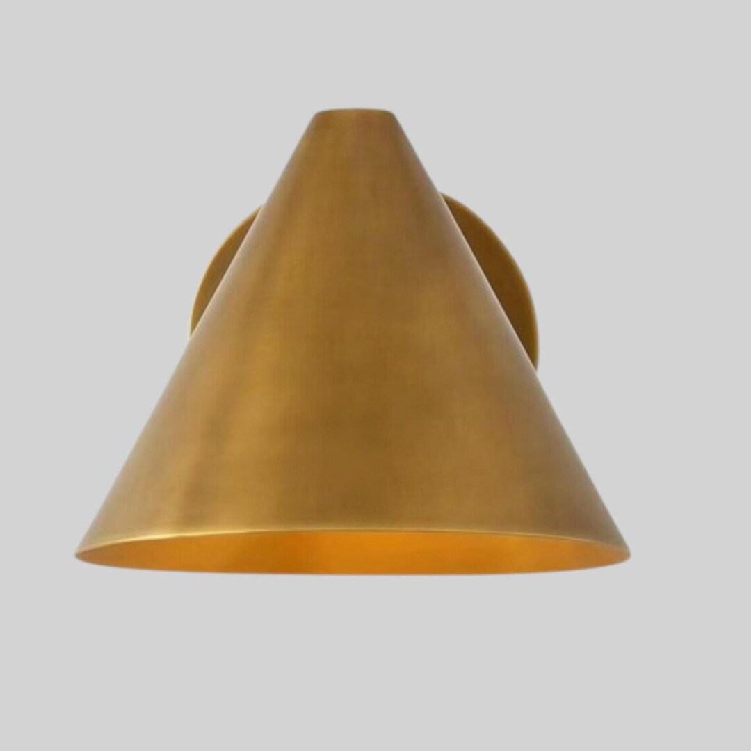 Raw Brass Finish Italian Cone Wall Sconce: Mid Century Brass Wall ...
