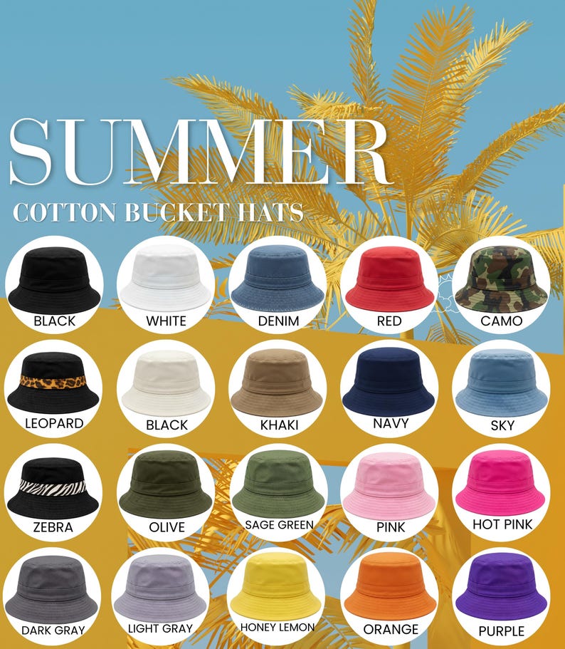Cotton Bucket Hat: Adjustable, Lightweight Summer Sun Hat - Etsy