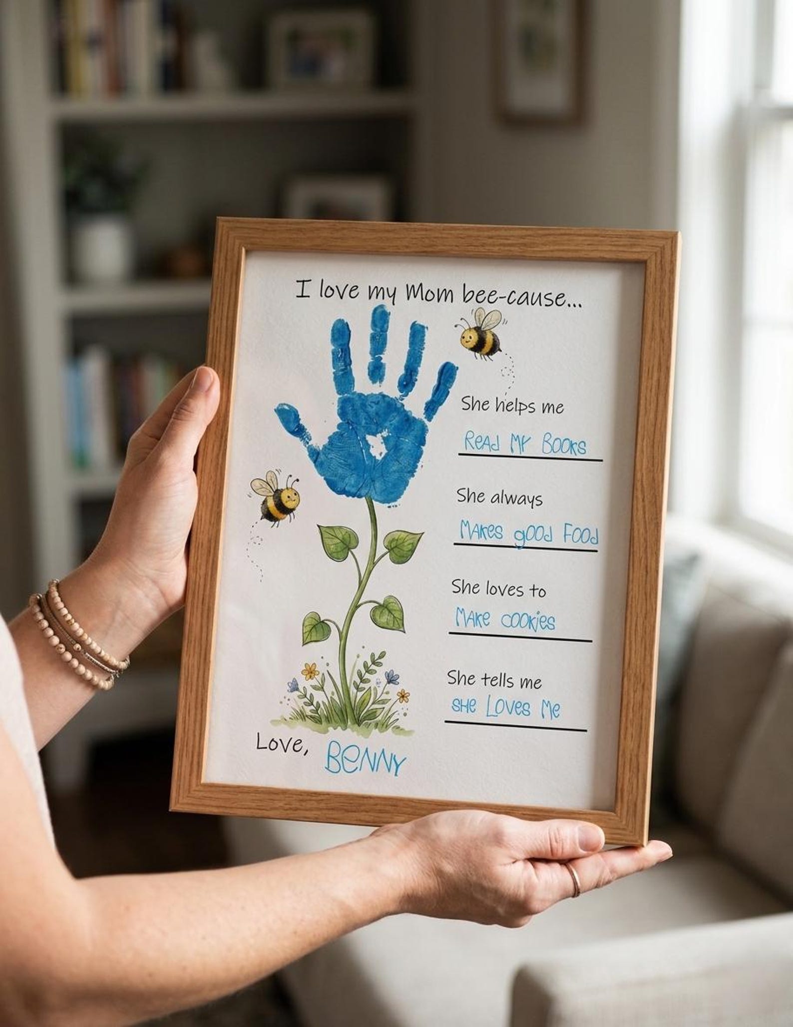 Mom Handprint Art Gift, Bee-cause I Love You, Mother's Day Craft ...