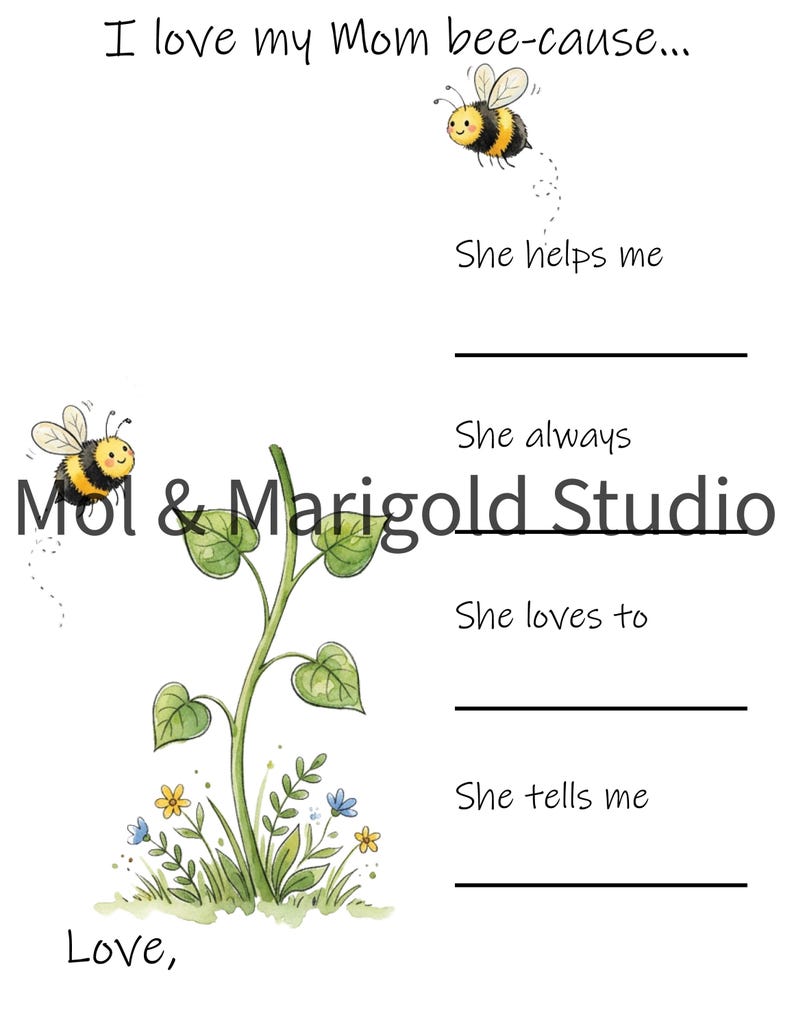 Mom Handprint Art Gift, Bee-cause I Love You, Mother's Day Craft ...