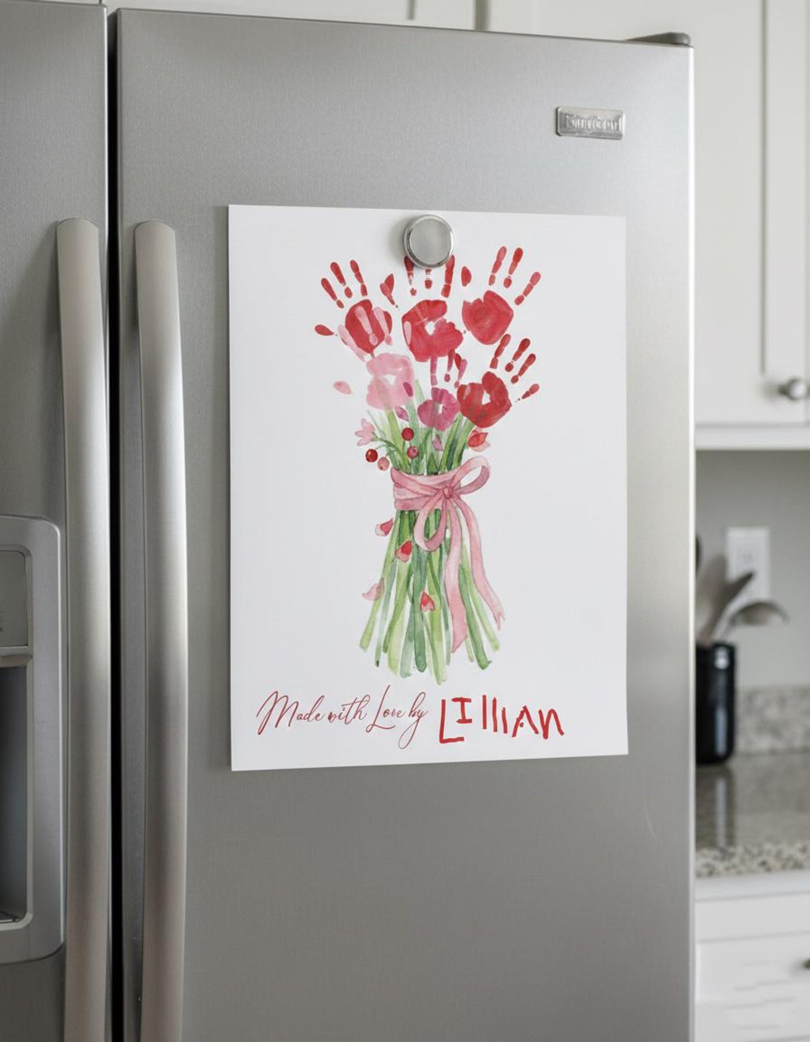 Valentine Print Art Handprint Keepsake Floral Bouquet Love Mom Mother ...
