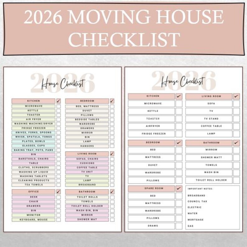 2026 Moving Checklist, Cleaning Checklist, Weekly Planner, A4 Printable ...