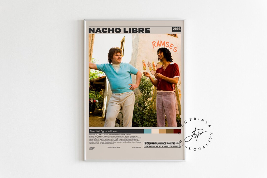 Nacho Libre Poster, Retro Movie Print, Midcentury Modern, Minimalist ...