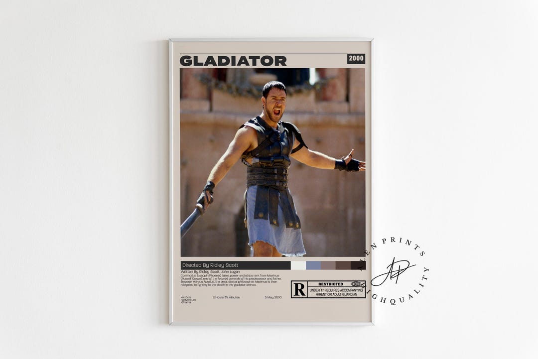 Gladiator Poster, Retro Movie Print, Midcentury Modern, Minimalist ...