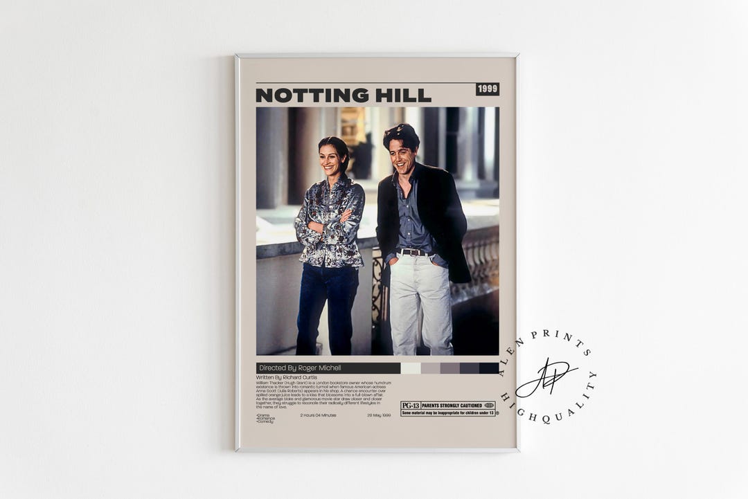 Notting Hill, Retro Movie Print, Midcentury Modern, Retro TV Show ...