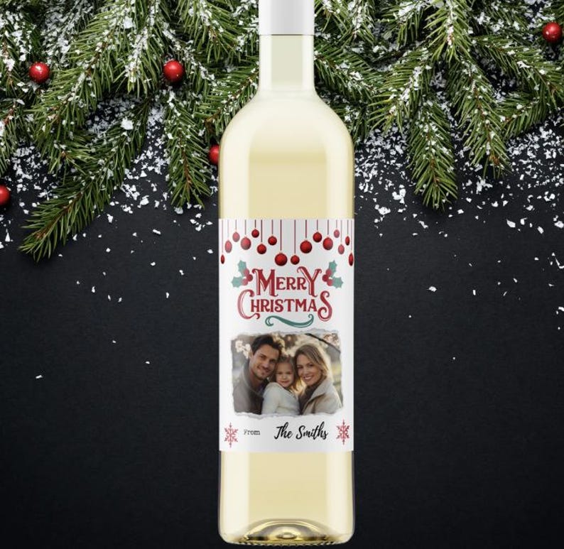 Editable Christmas Wine Labels Canva Template | Printable Holiday ...