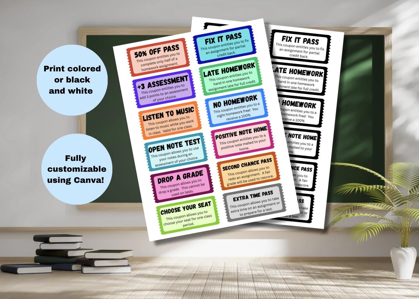 Editable Student Reward Coupons Canva Template | Printable Classroom ...