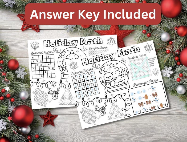 Printable Holiday Math Worksheet | Christmas Math Activity for Kids ...