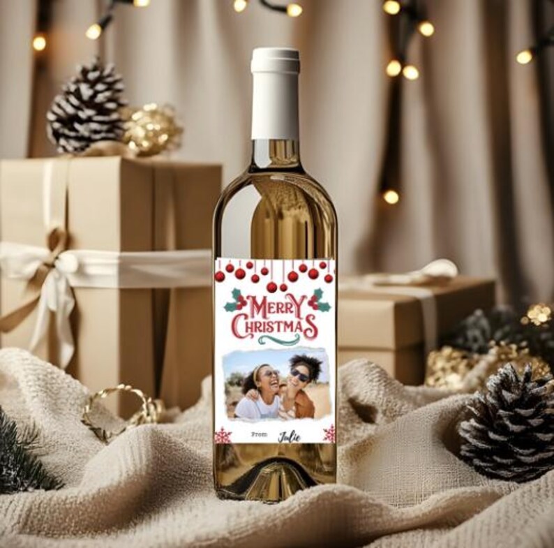 Editable Christmas Wine Labels Canva Template | Printable Holiday ...