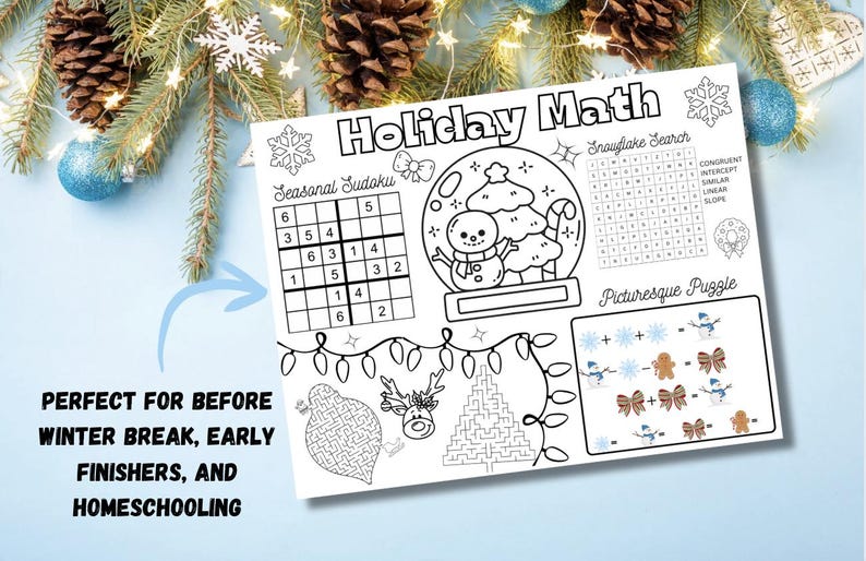 Holiday Math Worksheet – Middle & High School Winter Activity (PDF) - Etsy