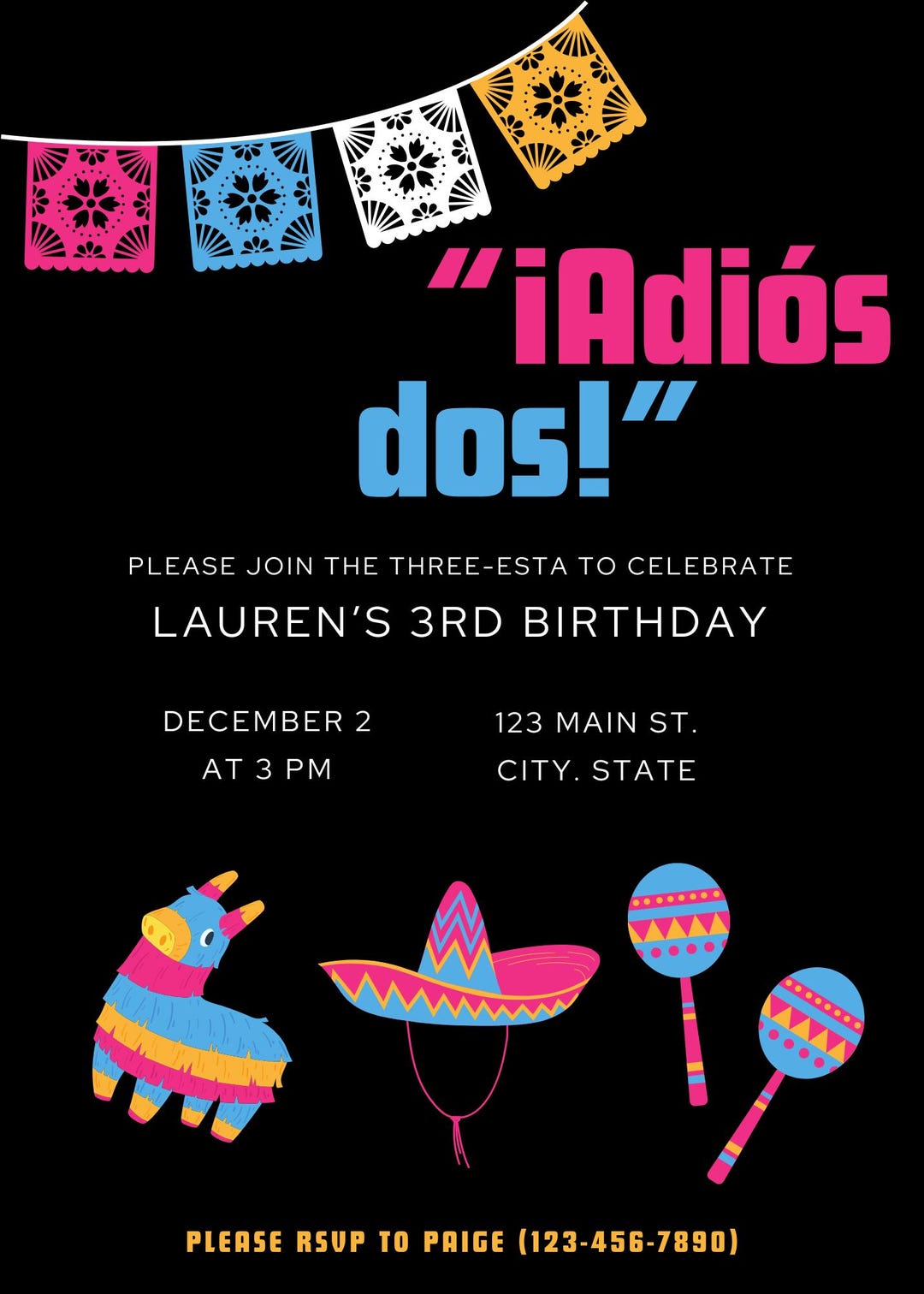 Three-esta Digital Party Invitation - Etsy