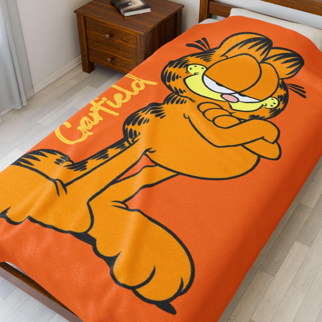 Garfield Cartoon Plush Blanket | Orange Velveteen Throw - Etsy