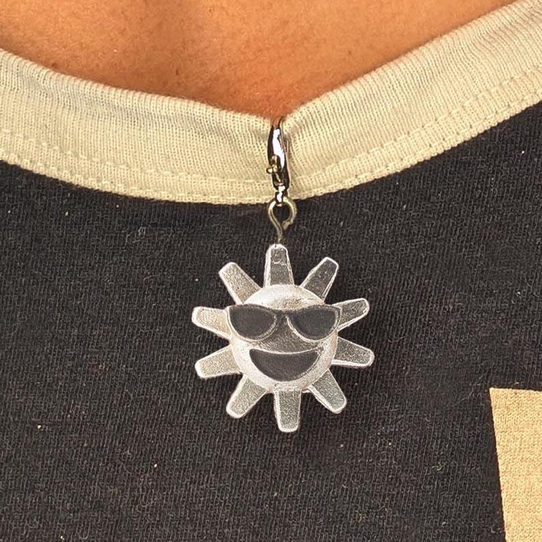 Hand-cast Pewter "sun" Emoji Charm – Keychain / Mini Charm - Etsy