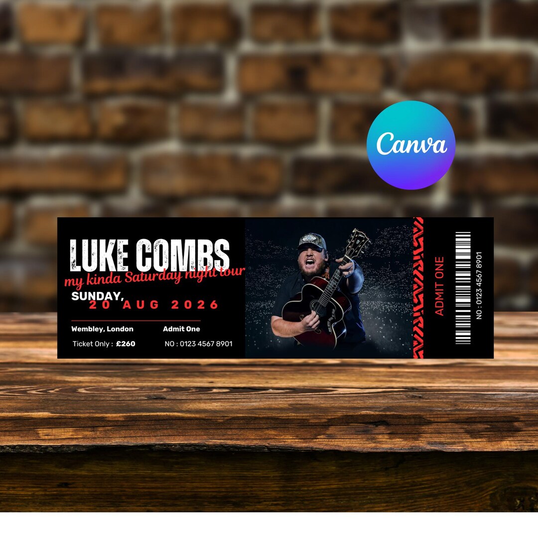 Luke Combs Fake Ticket Editable on Canva, Suprise Concert Ticket - Etsy ...
