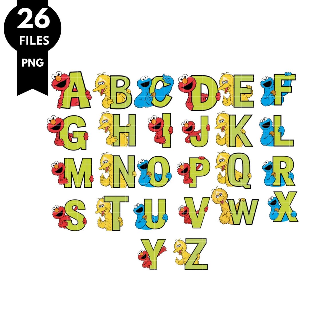 Sesame Street Alphabet PNG, Sesame Street Font, Elmo, Big Bird and ...