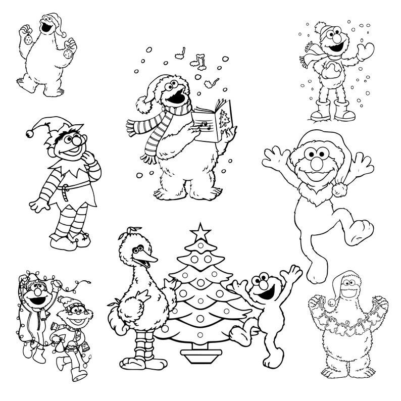 Sesame Street Christmas, Clipart Elmo and Friends, Sesame Street PNG ...