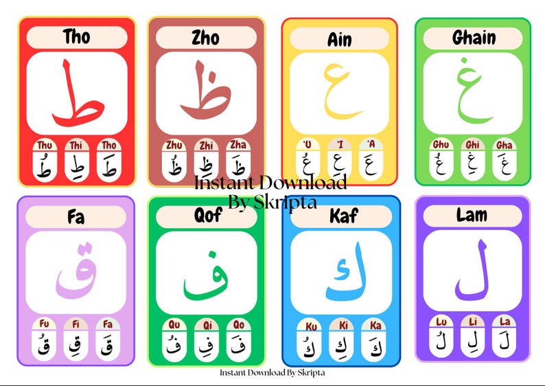 Arabic Alphabet Flashcards: Hijaiyah Letters (digital Download) up to ...