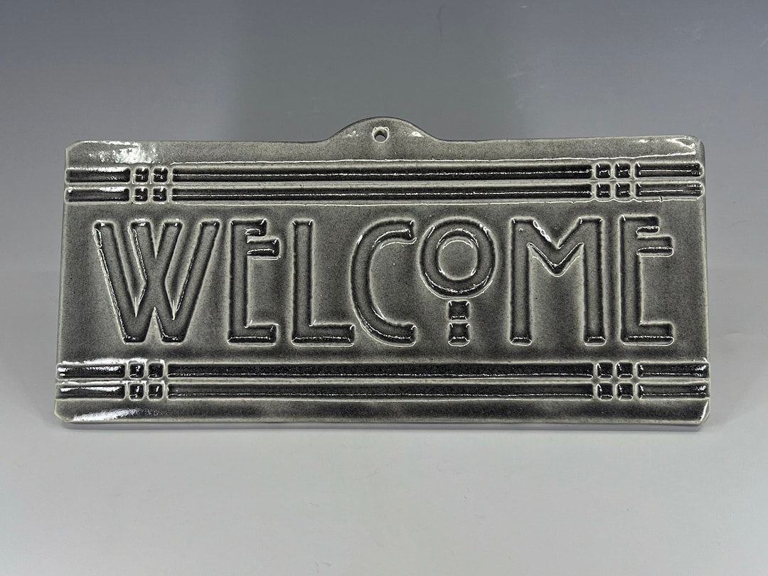 Handcrafted Ceramic Welcome Tile: Arts & Crafts Mission Style - Etsy