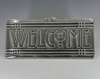 Welcome Tile - Arts & Crafts Mission Craftsman Style - Oxblood Glaze by ...
