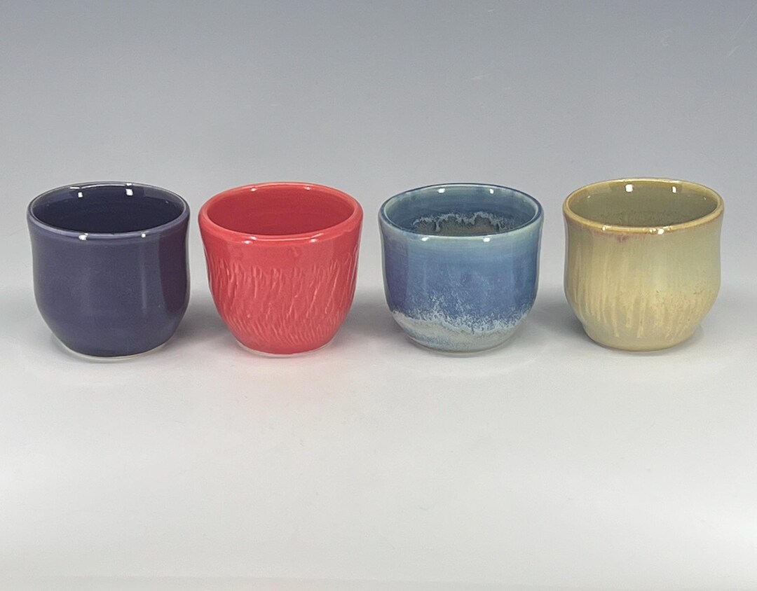 Colorful Ceramic Shot Glasses: Wheel Thrown Stoneware Set of 4 - Etsy