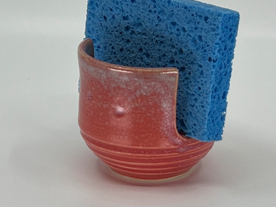 Sponge / Scrubby Holder With Dusty Rose Glaze With Splatter Highlights ...