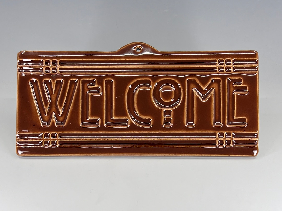 Handcrafted Ceramic Welcome Tile: Arts & Crafts Bungalow Decor - Etsy