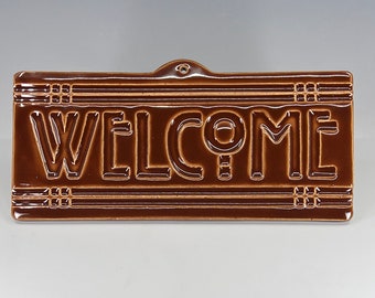 Welcome Tile - Arts & Crafts Mission Craftsman Style - Oxblood Glaze by ...