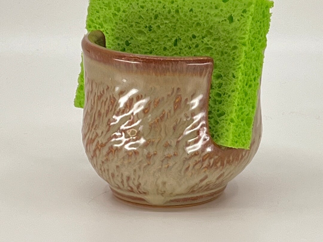 Sponge / Scrubby Holder With Textured Surface and Red Gold Glaze by ...