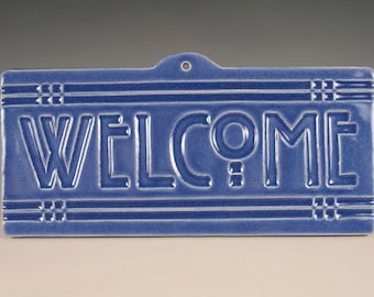Welcome Tile - Arts & Crafts Mission Craftsman Style - Oxblood Glaze by ...