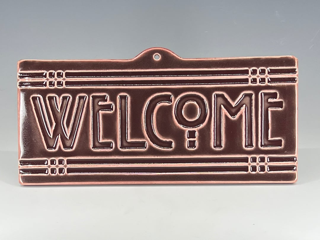 Welcome Tile - Arts & Crafts Mission Craftsman Style - Oxblood Glaze by ...