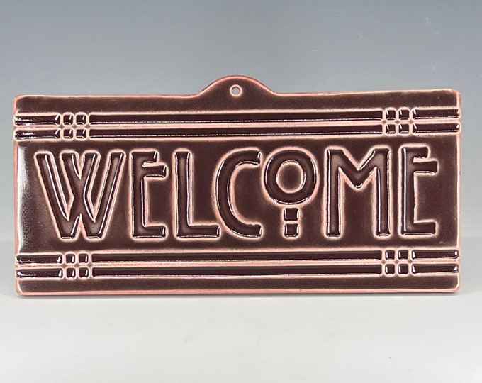 Welcome Tile - Arts & Crafts Mission Craftsman Style - Oxblood Glaze by ...
