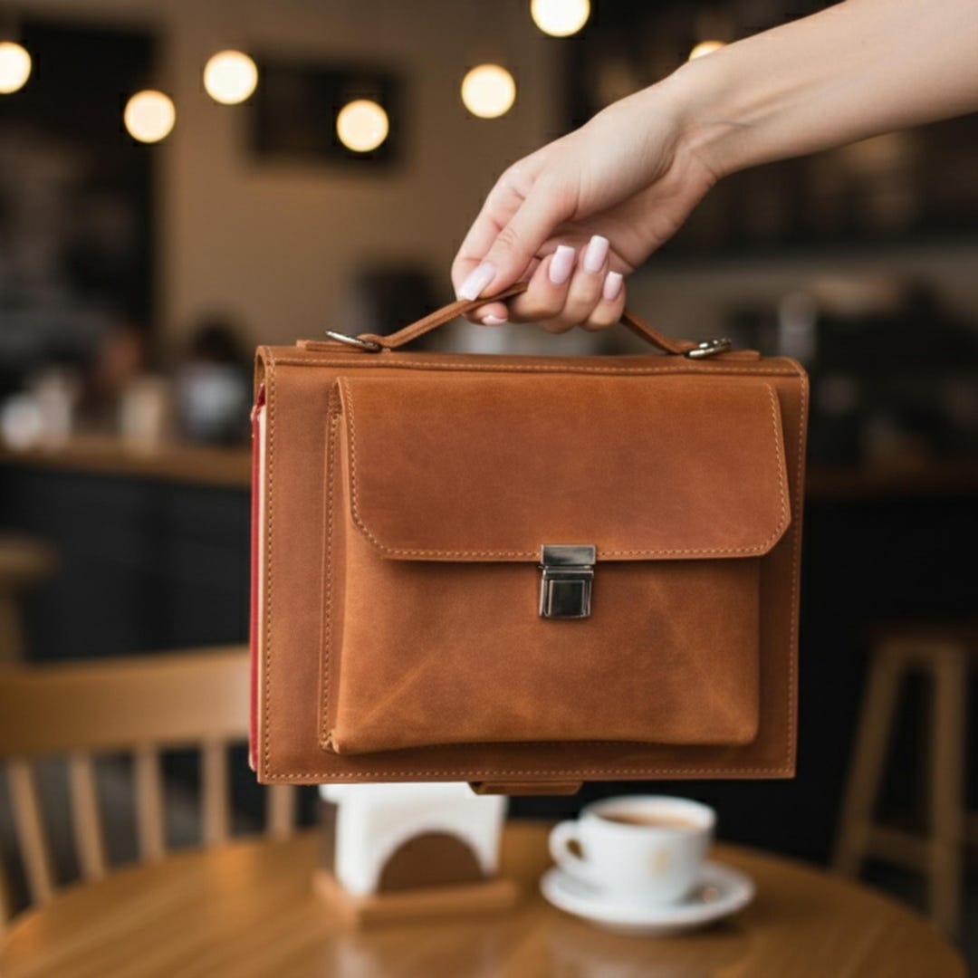 Leather Book Carrier Bag, Personalized Book Case, Book Cover With ...