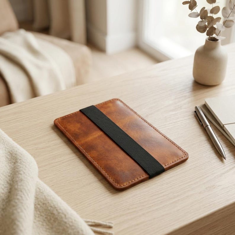 Leather Pocket for Notebook Cover, Leather Pen Pocket, Genuine Leather ...