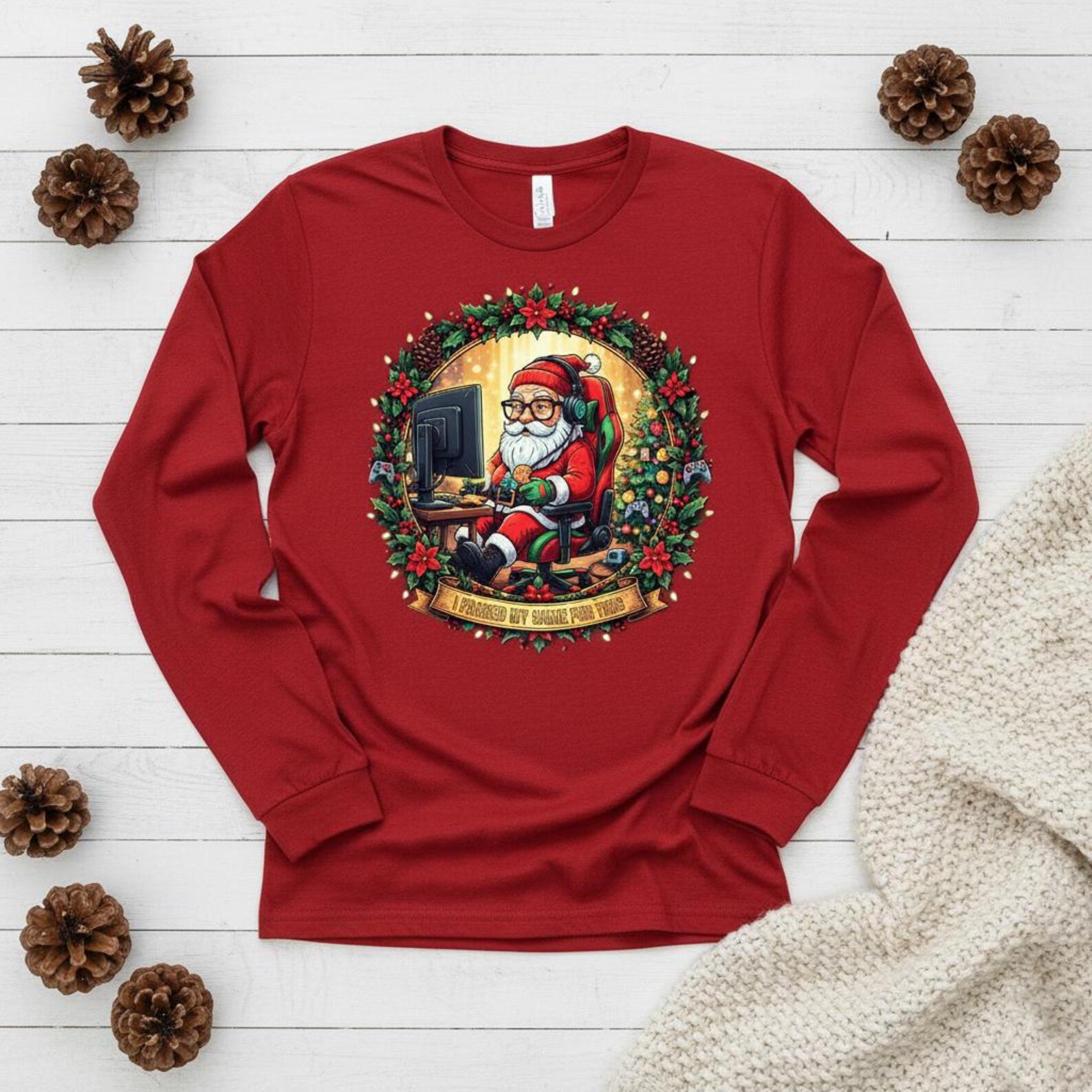 Santa Gamer PNG, Retro Christmas T-shirt Design (digital Download) - Etsy