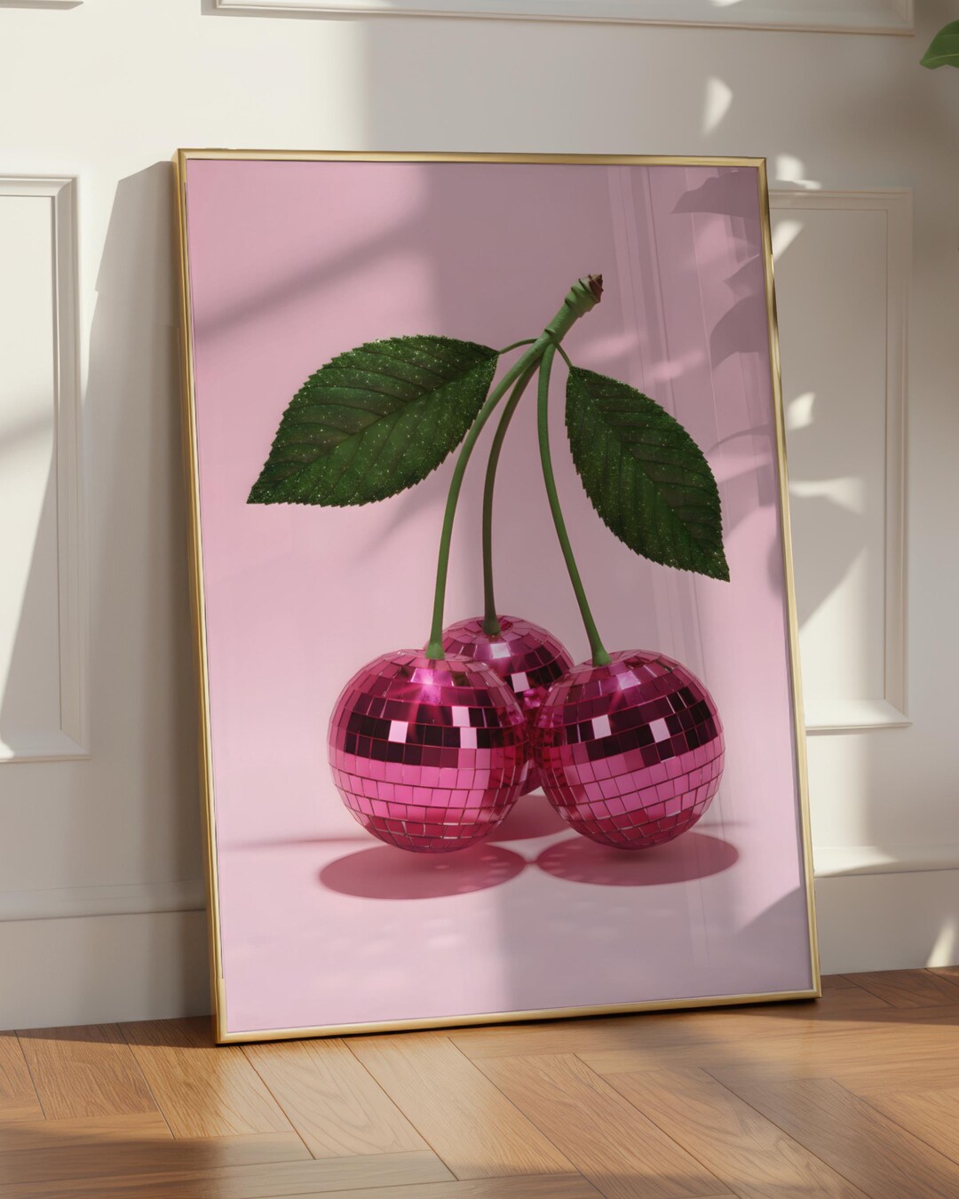 Cherries Art, Printable, Disco Ball Art, Disco Cherries Art, Girly ...