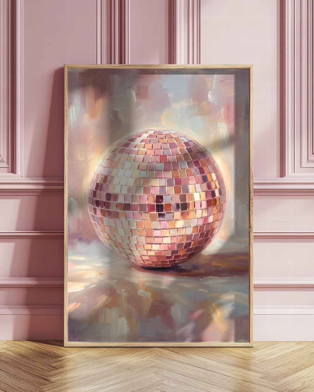 Pink Mirrorball Print Y2K Disco Ball Wall Art Glam Party Decor Trendy ...
