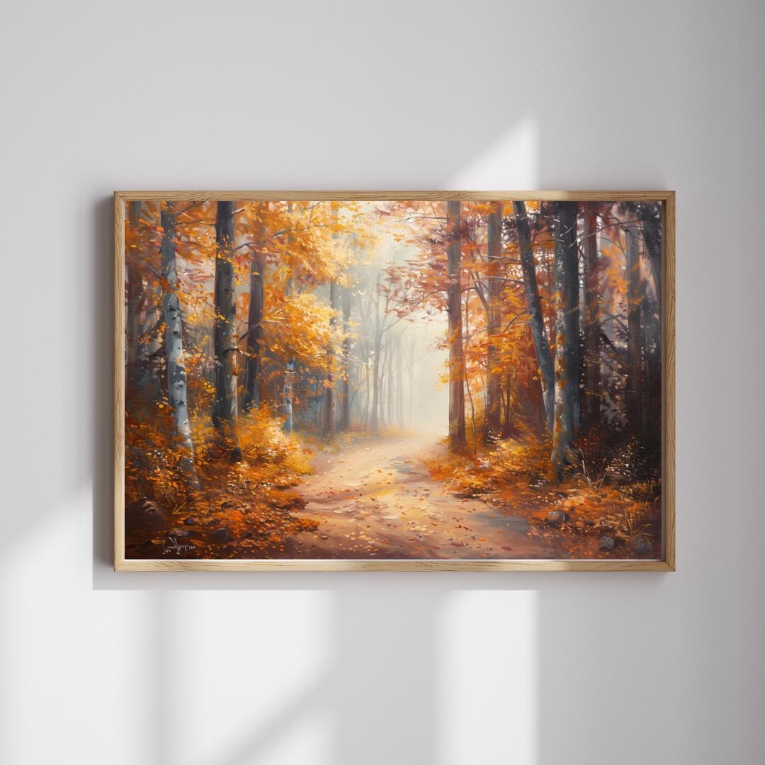 Autumn Forest Path Art Print | Fall Wall Art | Digital Download - Etsy