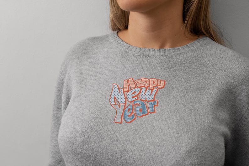 Happy New Year 2026 Embroidery Quote Design, Festive New Year Machine ...