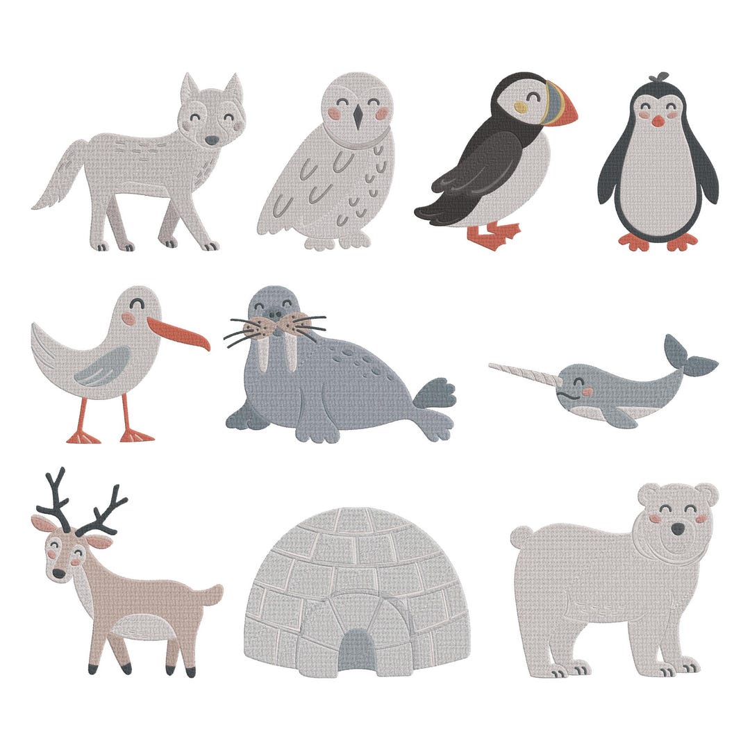 Arctic Animal Clipart Design, Polar Animal Inuit Igloo Walrus Penguin ...
