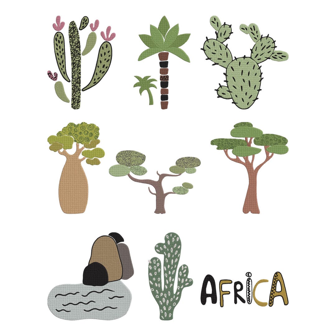 African Plants Clipart Baobab Tree Clipart Cactus Safari Jungle Desert ...