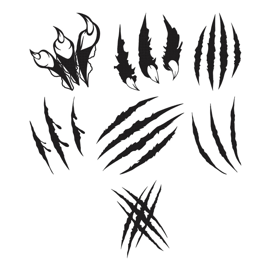 Claw Scratch Embroidery Design, Animal Rip Scratch Mark Claw Machine ...