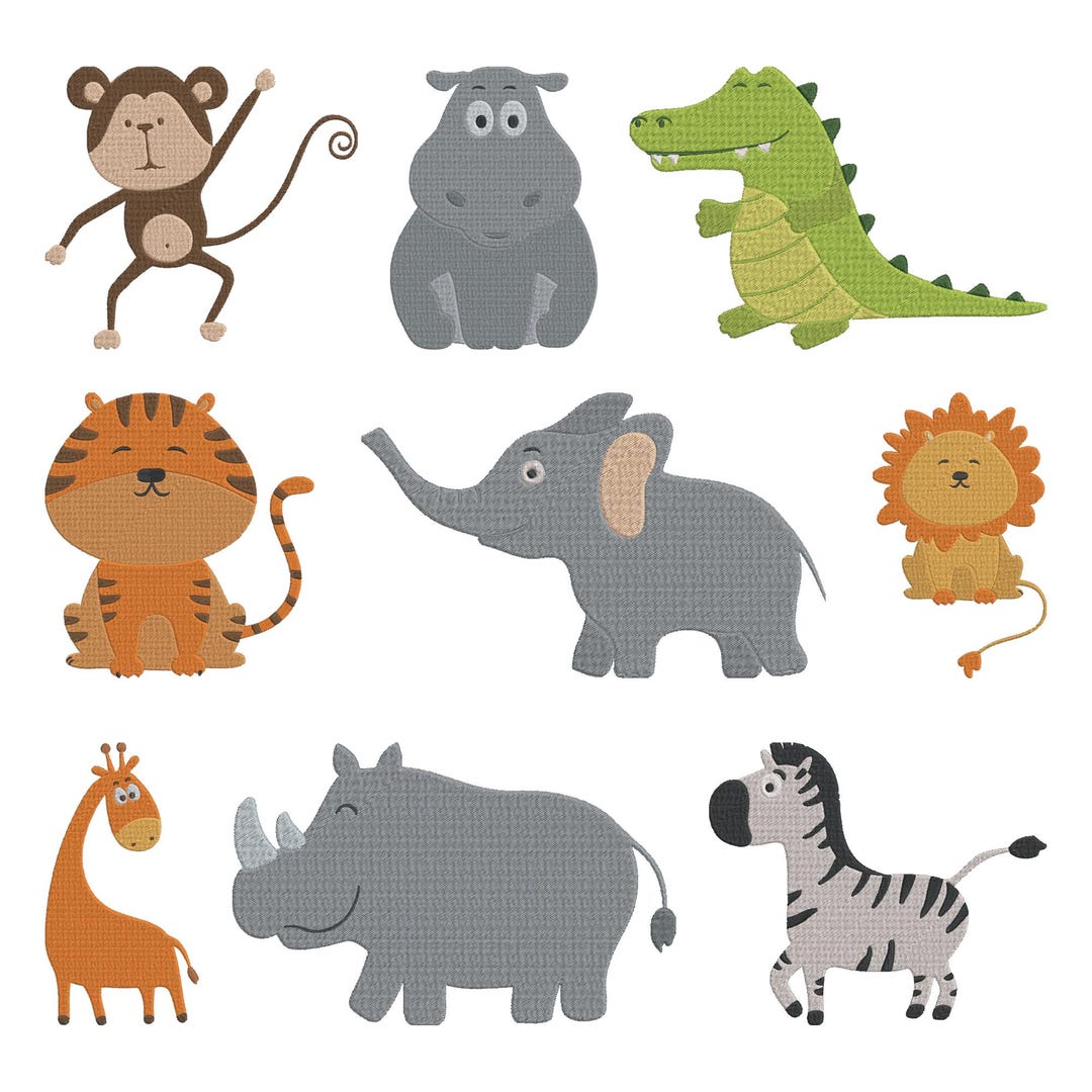 Jungle Animal Safari Embroidery Design, Safari Animal Jungle Machine ...