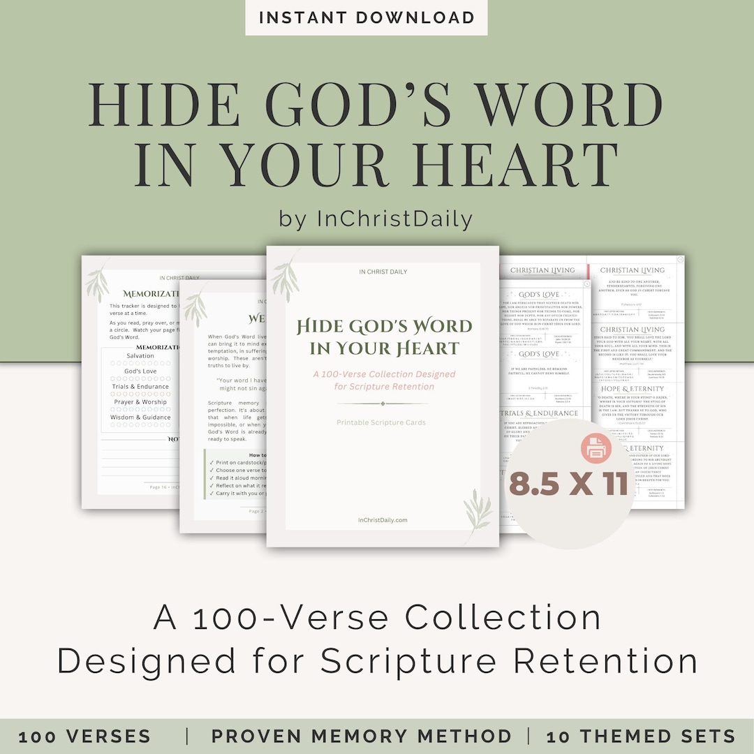 100 Scripture Memory Cards • Bible Verse Memorization System • First ...