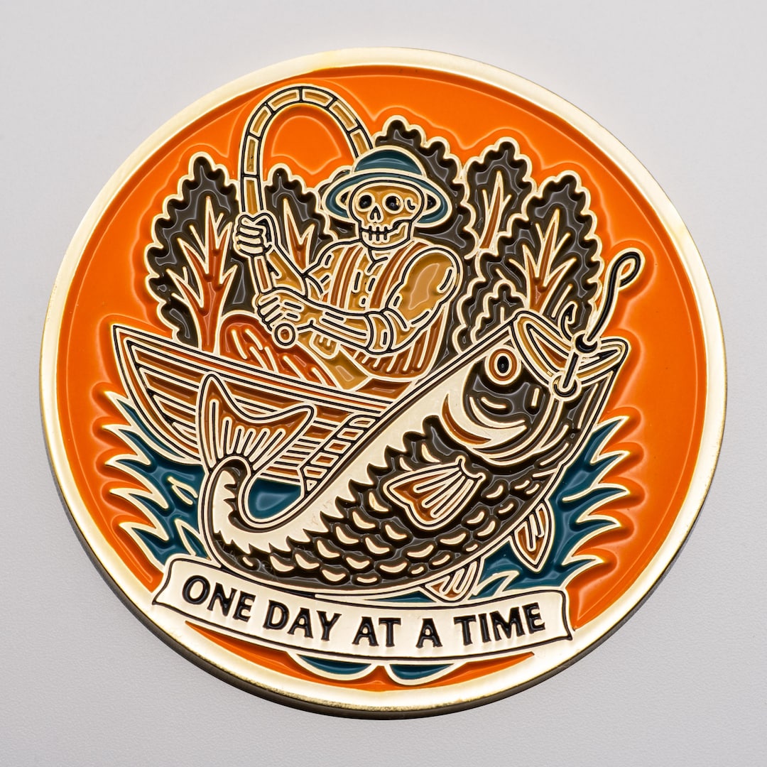 Fish Out'a Water - Sobriety Coin – Serenity Prayer Recovery Token ...