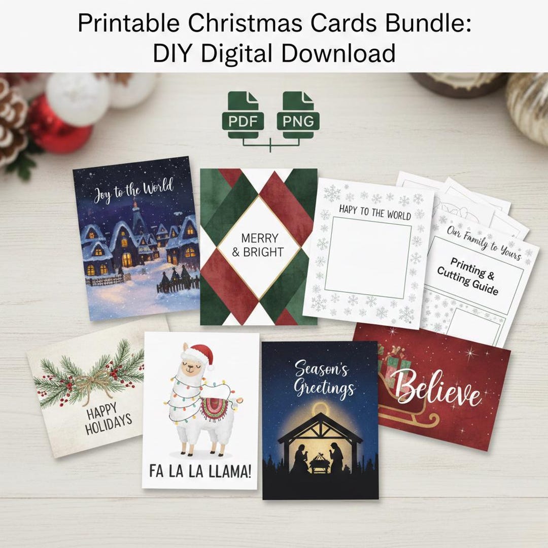 Christmas Cards Bundle - Printable DIY Holiday Greetings - Etsy