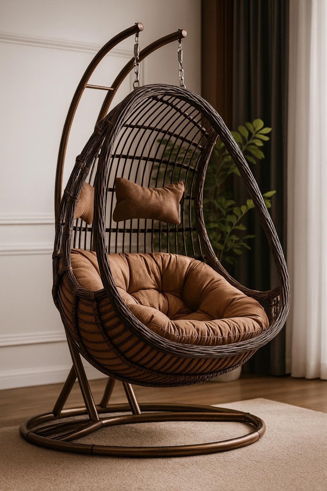 Hanging Egg Chair Cocoon – Cozy Rattan Swing for Indoor & Balcony ...