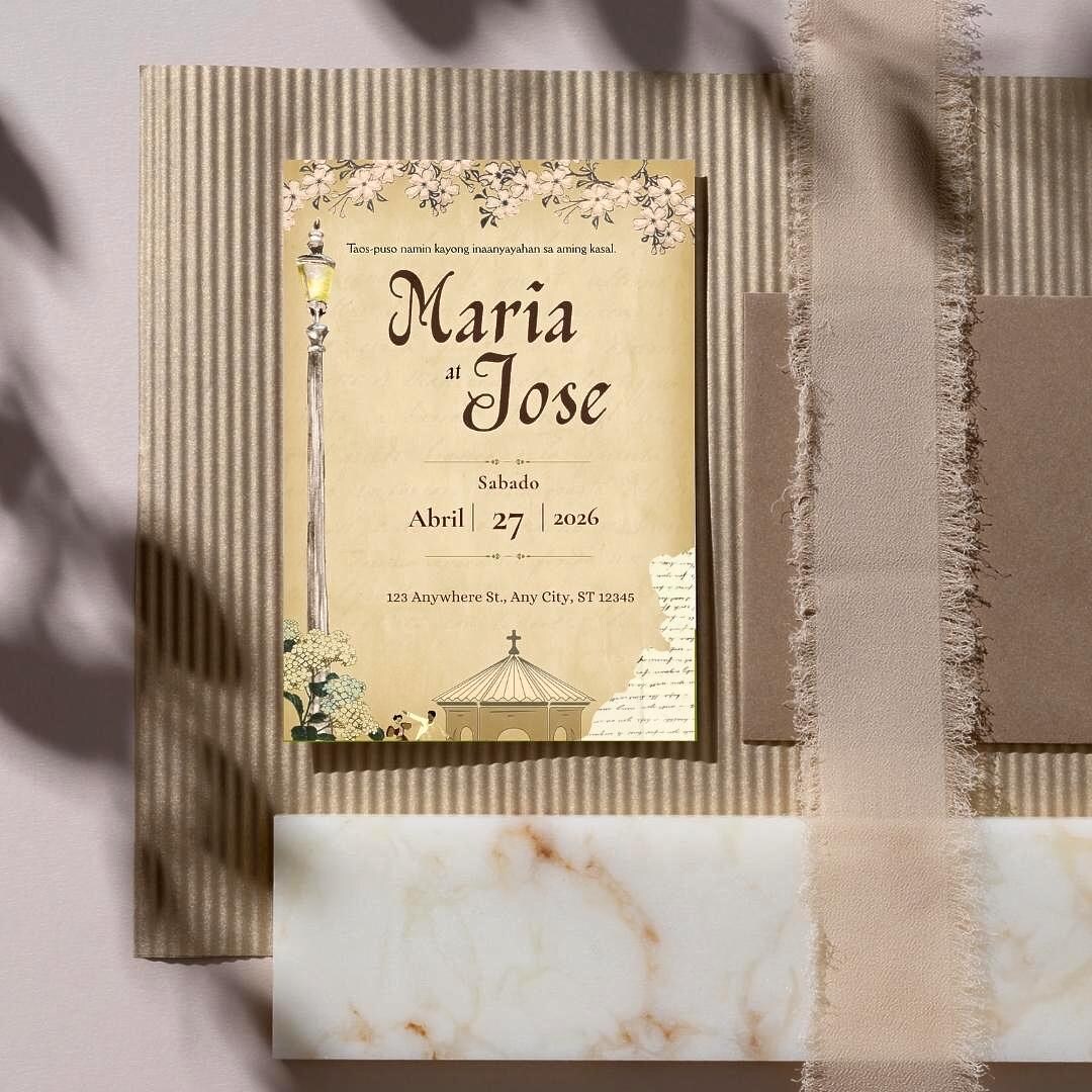 Filipiniana Wedding Invitation Template: Vintage Maria Clara Theme ...